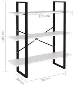 vidaXL Knihovna bílá 100 x 30 x 105 cm dřevotříska