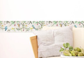 Samolepící bordura na zeď Béžoví Jarní Ptáci | 5 m x 13.8 cm | DWB8499