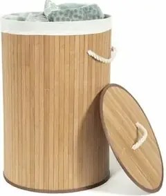 Compactor Bamboo Bambusový koš na prádlo s víkem - kulatý přírodní / 4