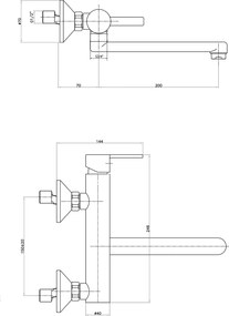 Sapho, ESPADA nástěnná baterie, chrom, ES15