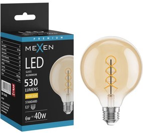 Mexen Vintis Žárovka filament spirála LED E27, G95, 6W, Teplá - 2700K, 530 lm, jantarová - L167-E27-0627-50