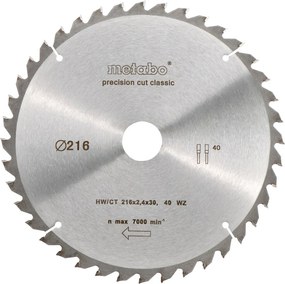 Metabo pilový kotouč precision cut wood - classic 216x30mm 40Z 5° negativ 628060000