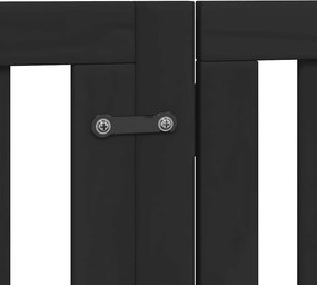 Zábrana pro psy s dvířky skládací 15 panelů černá 750 cm topol 3155658