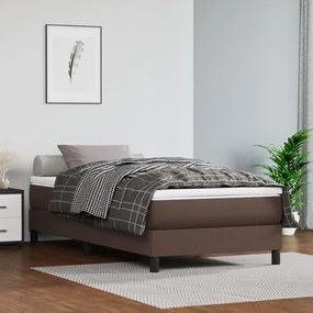 vidaXL Box spring postel s matrací 100x200 cm umělá kůže [3144247] Barva: Hnědá