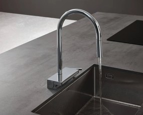 Hansgrohe M81, dřezová baterie Aquno Select s výsuvnou koncovkou a plochým sprchovým proudem, chromová, 73837000