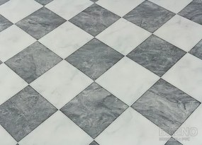 Breno PVC SMARTEX Holywell 097L - šedo-bílá dlažba, šíře 100 cm