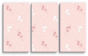 Sablio Obraz - 3-dílný Bílé a růžové květy - 120x80 cm