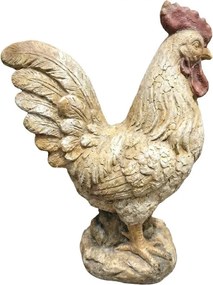 Béžová antik dekorativní figurka venkovský kohout - 35*22*49 cm