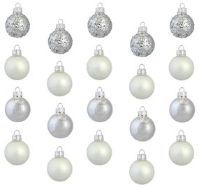 Set vánočních ozdob ve stříbrných odstínech