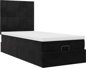Osmanský rám postele s matracemi černá 90x200cm samet 3314224