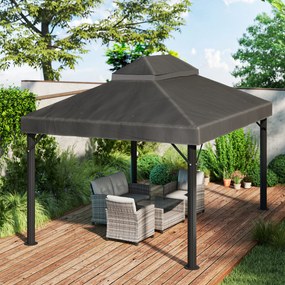Náhradní stříška Outsunny pro altán 4 x 3m, dvojitá střecha s odtokovými otvory, vysoká hustota 370g/m² polyester, UPF30+ ochrana proti slunci, POUZE…