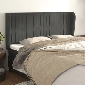 Čelo postele typu ušák tmavě šedé 203x23x118/128 cm samet 3118261