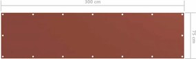 Balkónová zástěna cihlová 75 x 300 cm oxfordská látka 134972