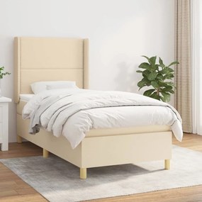 vidaXL Box spring postel s matrací 90x200 cm textil [3131886] Barva: krémová