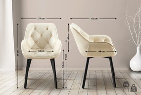 Sada 2 jídelních židlí Antigo samet – krémová