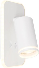 Nástěnné svítidlo Pipe Ring, 1x bílé kovové stínítko + 1x LED 6w, w, vypínač