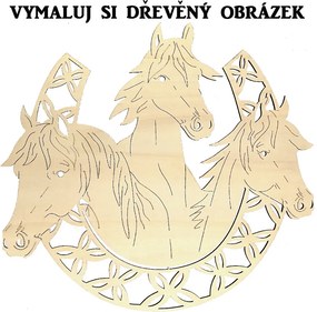 AMADEA Dřevěná ozdoba koně v podkově 10 cm