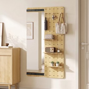 Costway Nástěnné zrcadlo 140 cm s děrovaným panelem a policemi
