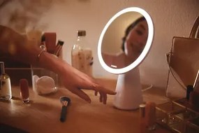 Philips Mirror růžová / Stolní lampička se zrcadlem / USB / 3000-5000K