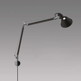 Artemide A004430 + A025150 Tolomeo Parete Black, designové nástěnné svítidlo s vypínačem, 1x70W E27, černá, max. 131cm
