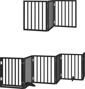 Zábrana pro psy s dvířky skládací 9 panelů černá 450 cm topol 3155541