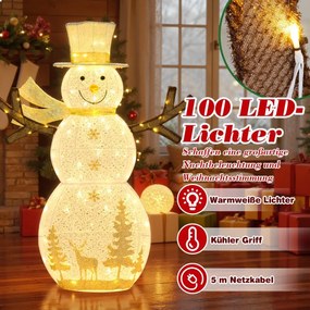 Costway 141 cm vysoký LED sněhulák vánoční dekorace s 100 teplými bílými LED