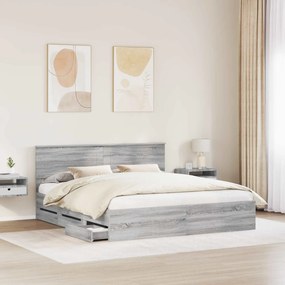 Rám postele s čelo Šedá Sonoma 180 x 200 cm Inženýrské dřevo 3407961