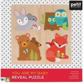 Petit Collage Dřevěné Reveal Puzzle Jsi moje miminko / od 18 měsíců