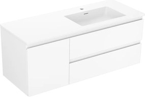 Mexen Orio, koupelnová skříňka 120 cm s pravým umyvadlem Otis, 2S, 1D, bílá matná, 91A13-12047-3-BBFFF01-W18P01