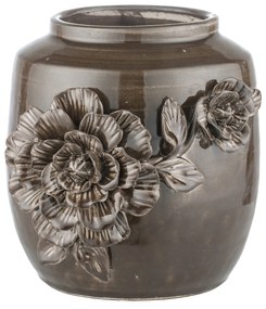 Malý keramický obal na květináč REIKA, hnědý 18 x 18 x 21 cm