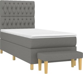 Box spring postel s matrací tmavě šedá 100 x 200 cm textil 3137374