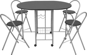 Pětidílný jídelní set skládací, MDF černý 243902