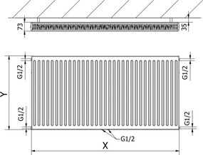Mexen CC21 deskový radiátor 600 x 1800 mm, spodní středové připojení, 2308 W, bílý - W6C21-060-180-00