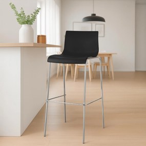Sada 2 barových židlí Hoover plast čtyřnohá konstrukce chromovaná konstrukce – černá