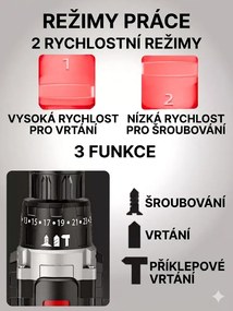 Aku vrtačka s příklepem 21V + 2 baterie v kufříku