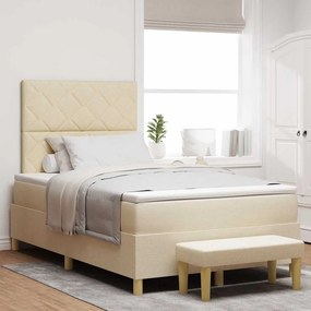Postel s boxspringem s čelo Krémová 200 x 120 cm textil 3344371