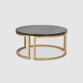 Konferenční stolek Seville 90 cm z masivu černý/zlatý