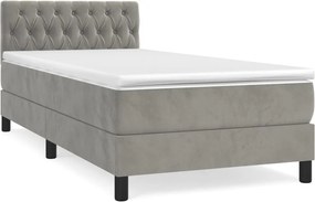 Box spring postel s matrací světle šedá 90x190 cm samet 3141455