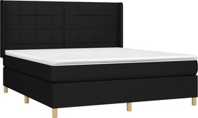 Box spring postel s matrací a LED černá 160x200 cm textil 3138887