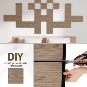 Costway 4 balení akustických panelů na stěny s 9 čtvercové dřevěné panely stěny