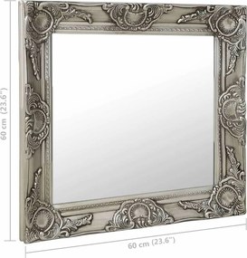 Nástěnné zrcadlo barokní styl 60 x 60 cm stříbrné 320334