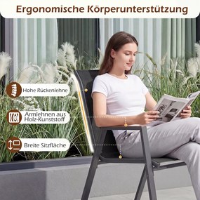 Costway Sada 6 zahradních židlí stohovací židle s vysokým