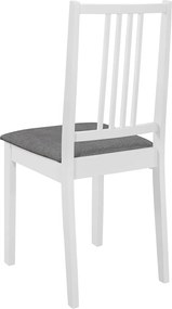 Jídelní židle Salem s poduškami - 6 ks - masivní kaučukovník | bílé