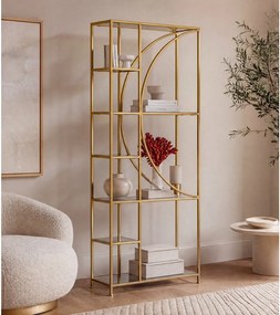 Ocelová knihovna ve zlaté barvě 66x176x25,5 cm Elenor – Bizzotto