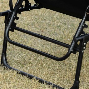 Outsunny Chaise longue skládací lehátko s nastavitelným opěradlem 5 poloh odnímatelná opěrka hlavy boční kapsa textilní potah ocelový rám 185 x 58 x …