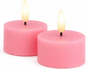Sada LED čajové svíčky na baterie Sille Tealight, Ø 6 × 3,4 cm, starorůžová, z pravého vosku, balení 2 ks