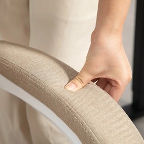 Ergonomická kancelářská židle Vinsetto, kancelářská židle s podnožkou, sklopným opěradlem, polstrovanými pod armresty a béžovou látkou připomínající …