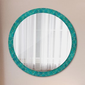 Kulaté dekorativní zrcadlo Zelená a zlaté složení fi 100 cm