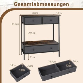 Costway Konzolový stolek se zásuvkami, průmyslový s otevřeným úložným prostorem