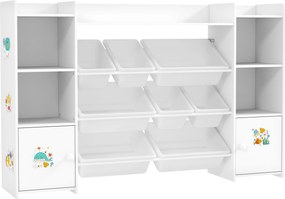 AIYAPLAY dětský úložný nábytek, dětský regál na hračky s 8 odnímatelnými boxy, 140 x 30 x 90 cm, bílý